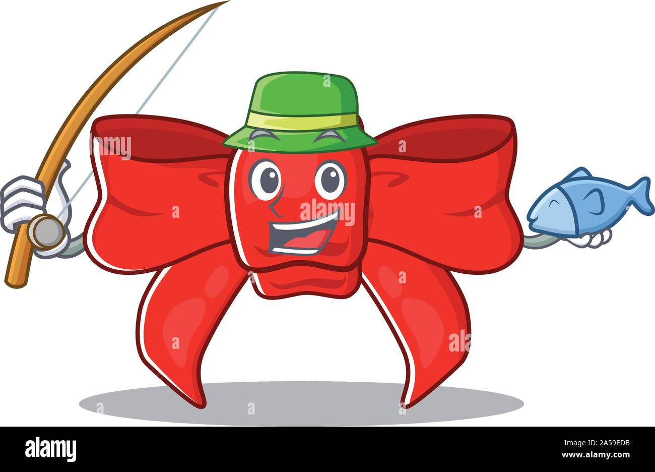 Fishing red ribbon bow the mascot shape Stock Vector Image & Art - Alamy