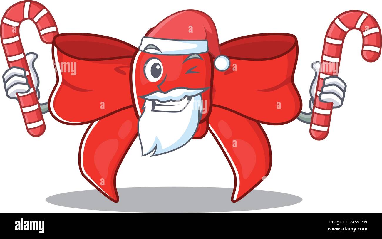 Santa with candy red ribbon bow with the cartoon Stock Vector Image ...