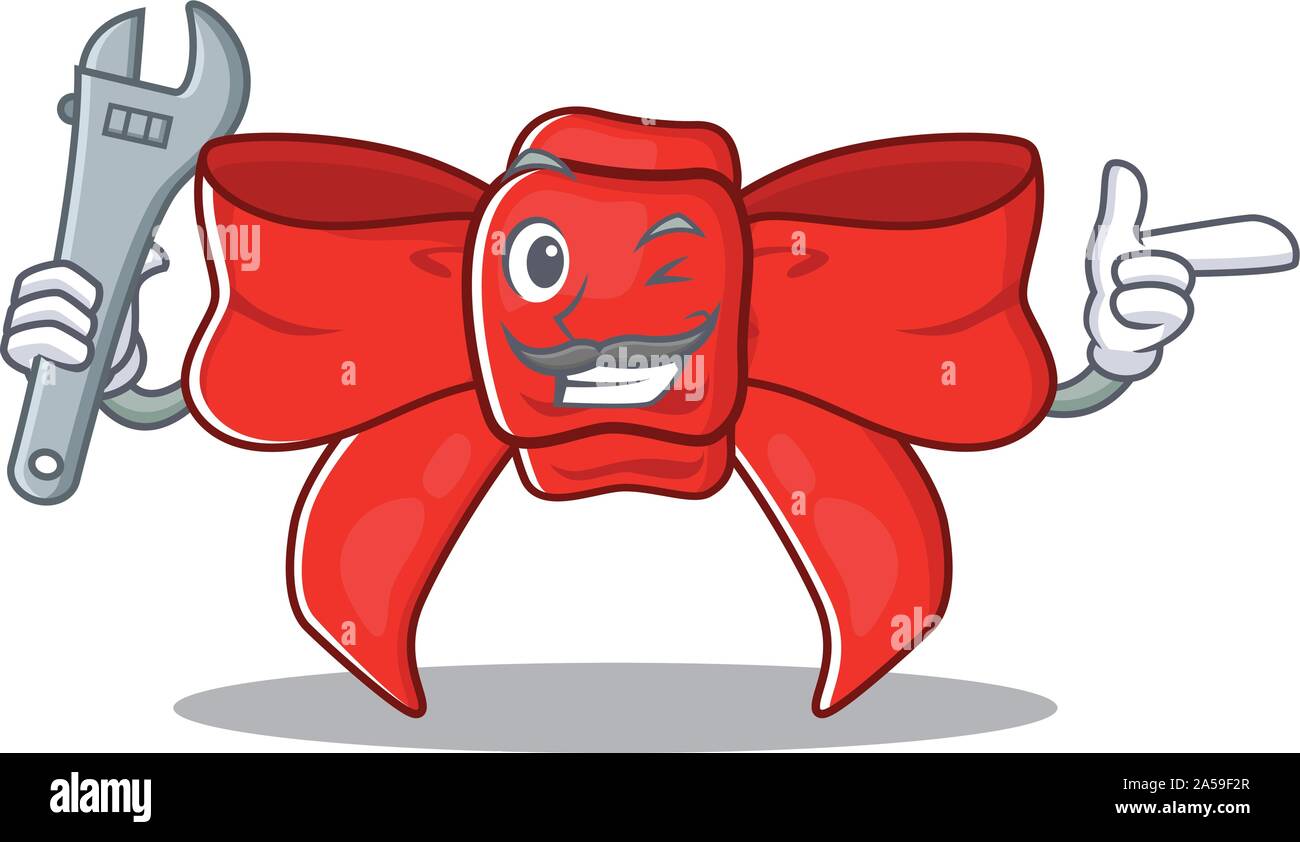 Mechanic red ribbon bow with the cartoon Stock Vector Image & Art - Alamy