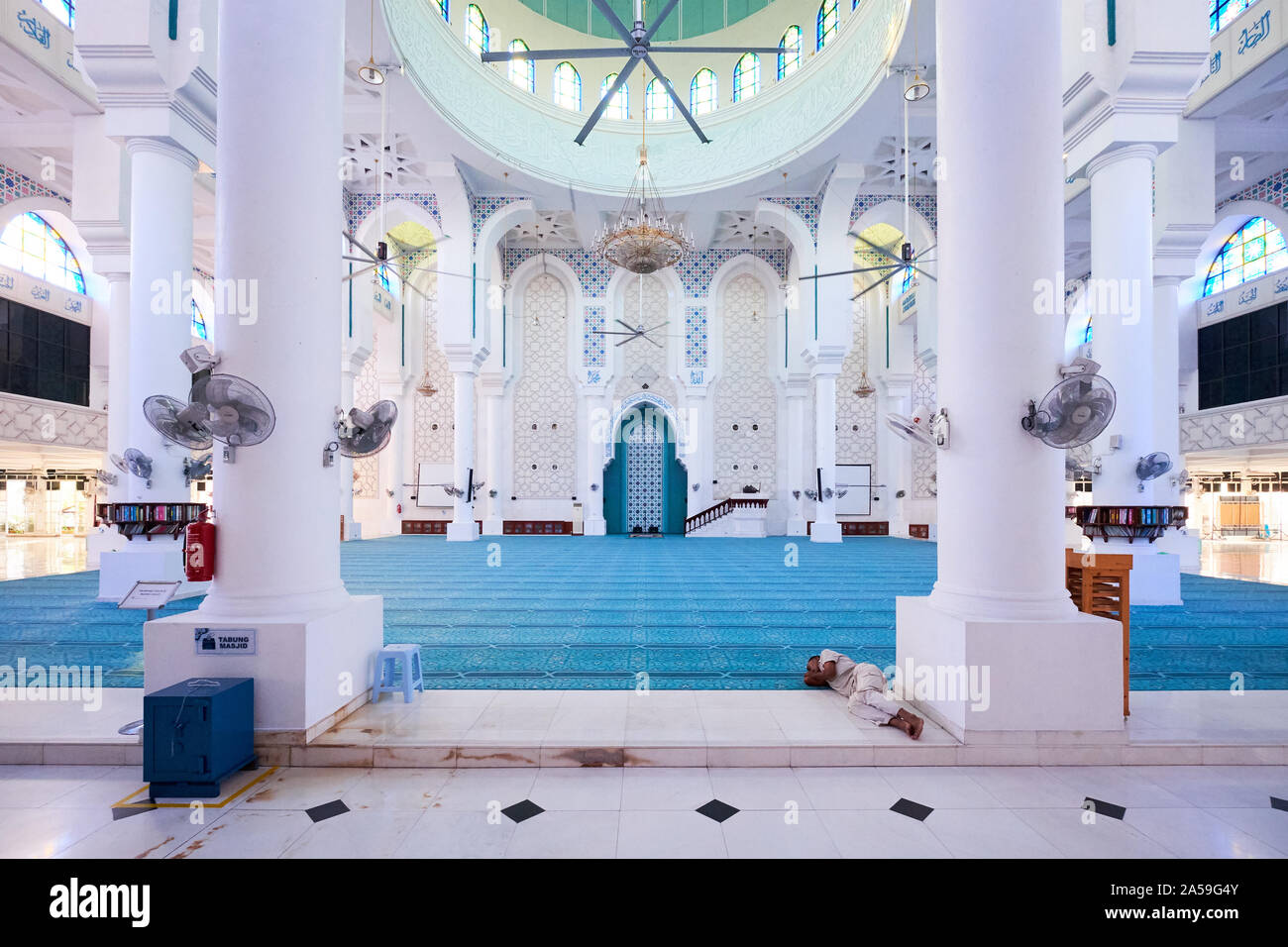 A view of the interior of the Kuantan city landmark blue and white ...