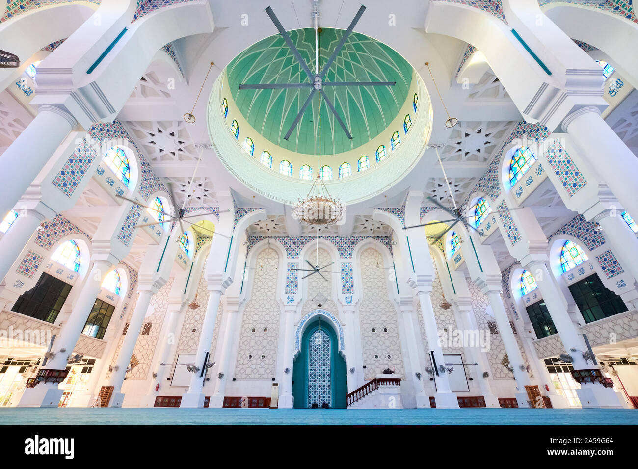 A view of the interior of the Kuantan city landmark blue and white ...