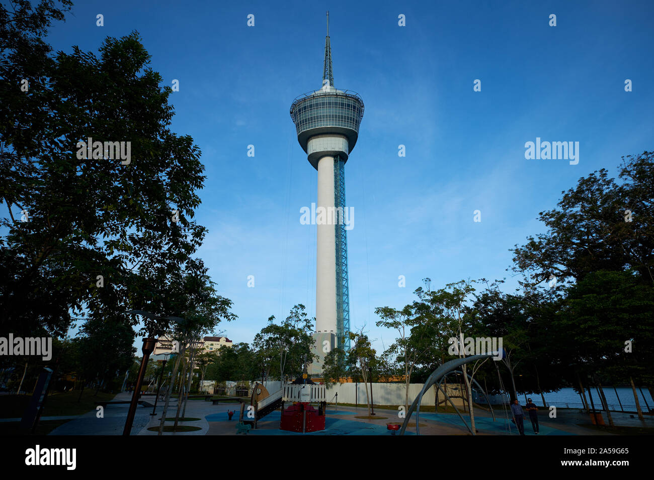 A view of the new Kuantan city riverfront landmark tower, the Menara ...