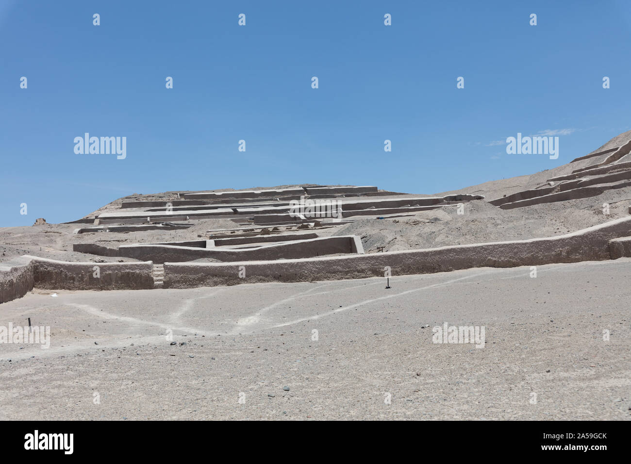 Pyramid of Cauachi, archaeological site In the Nazca region, Peru Stock ...
