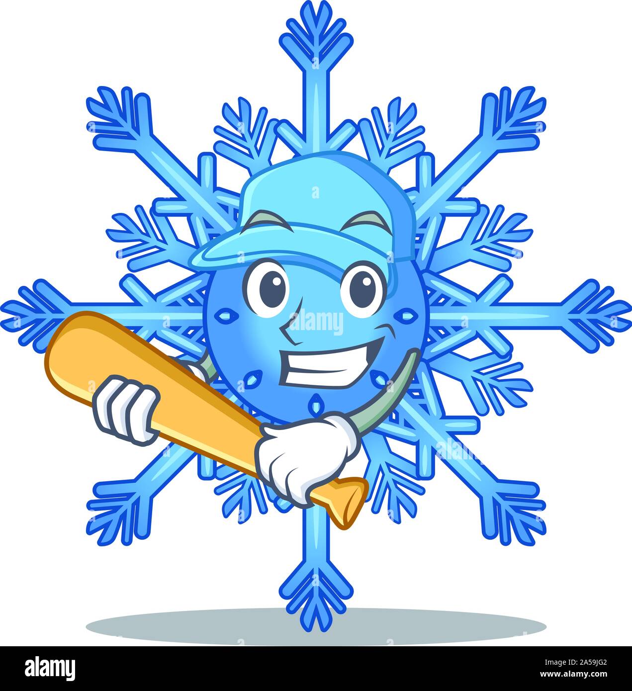 Playing baseball snowflake cartoon with the character shape Stock ...