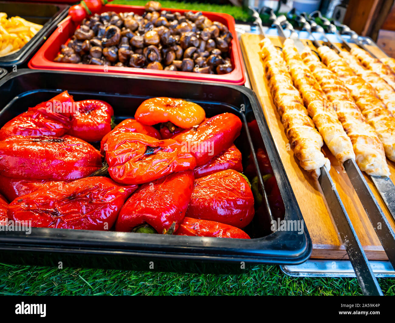 Red bell pepper in a cafe menu. Food photo Stock Photo - Alamy