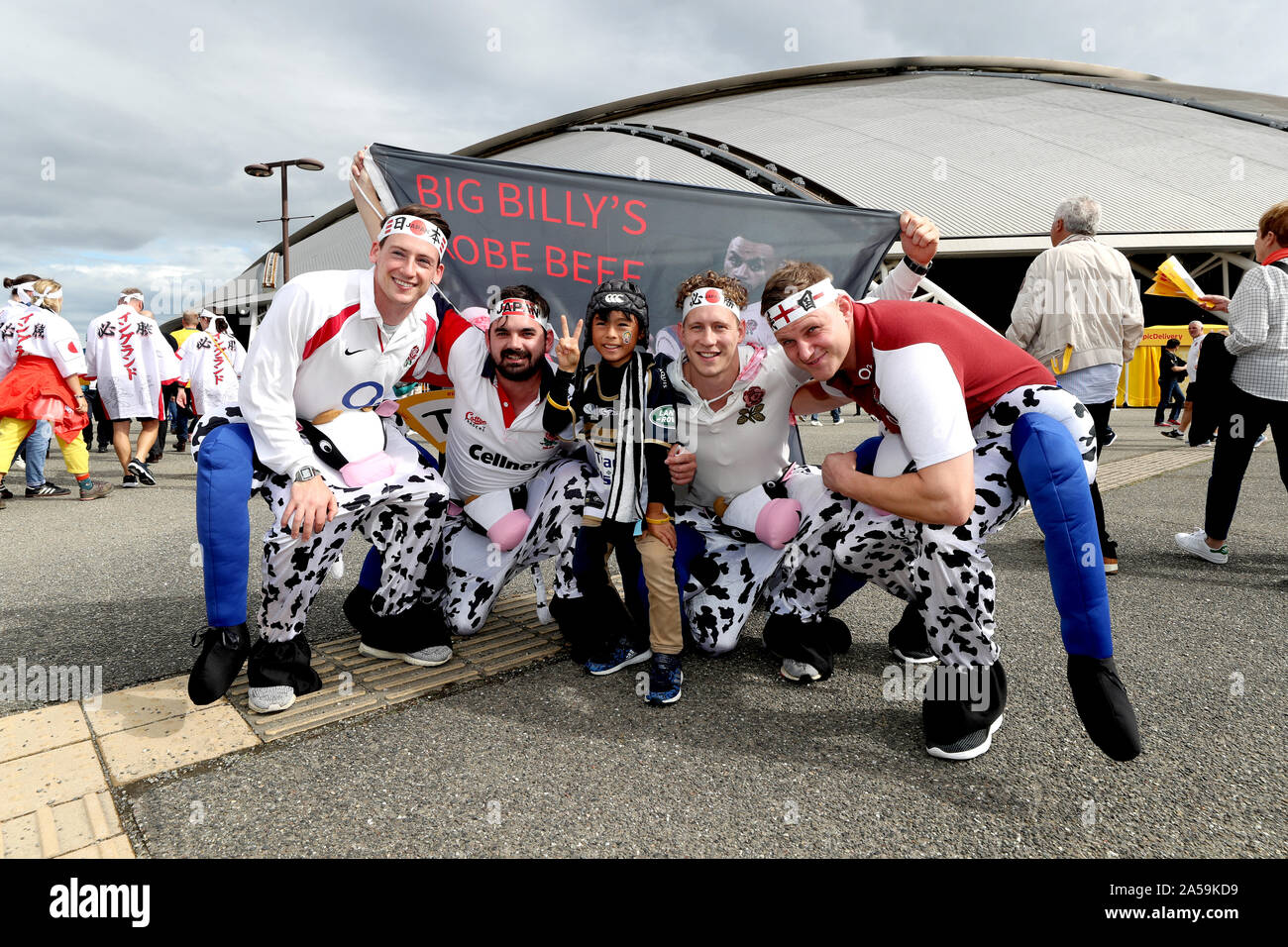 England fans pose for a photo outside the stadium prior to the the 2019 ...