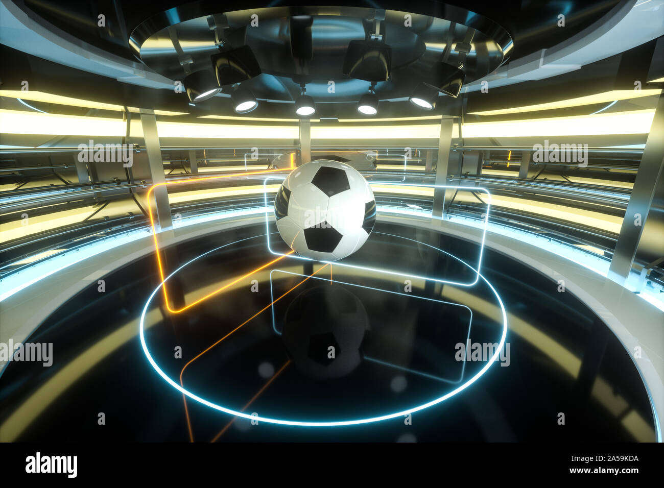 Football and indoor arena scenes, 3d rendering. Computer digital ...