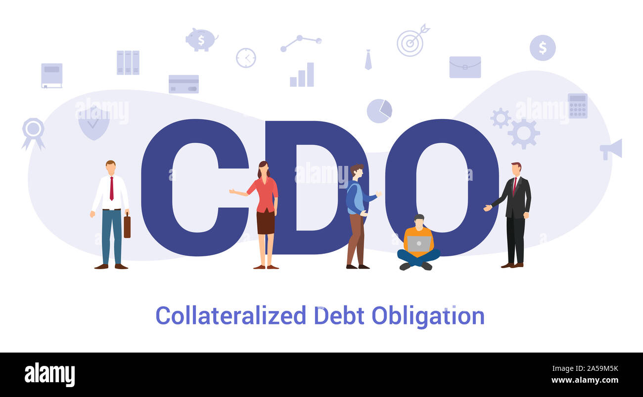cdo collateralized debt obligation concept with big word or text and ...