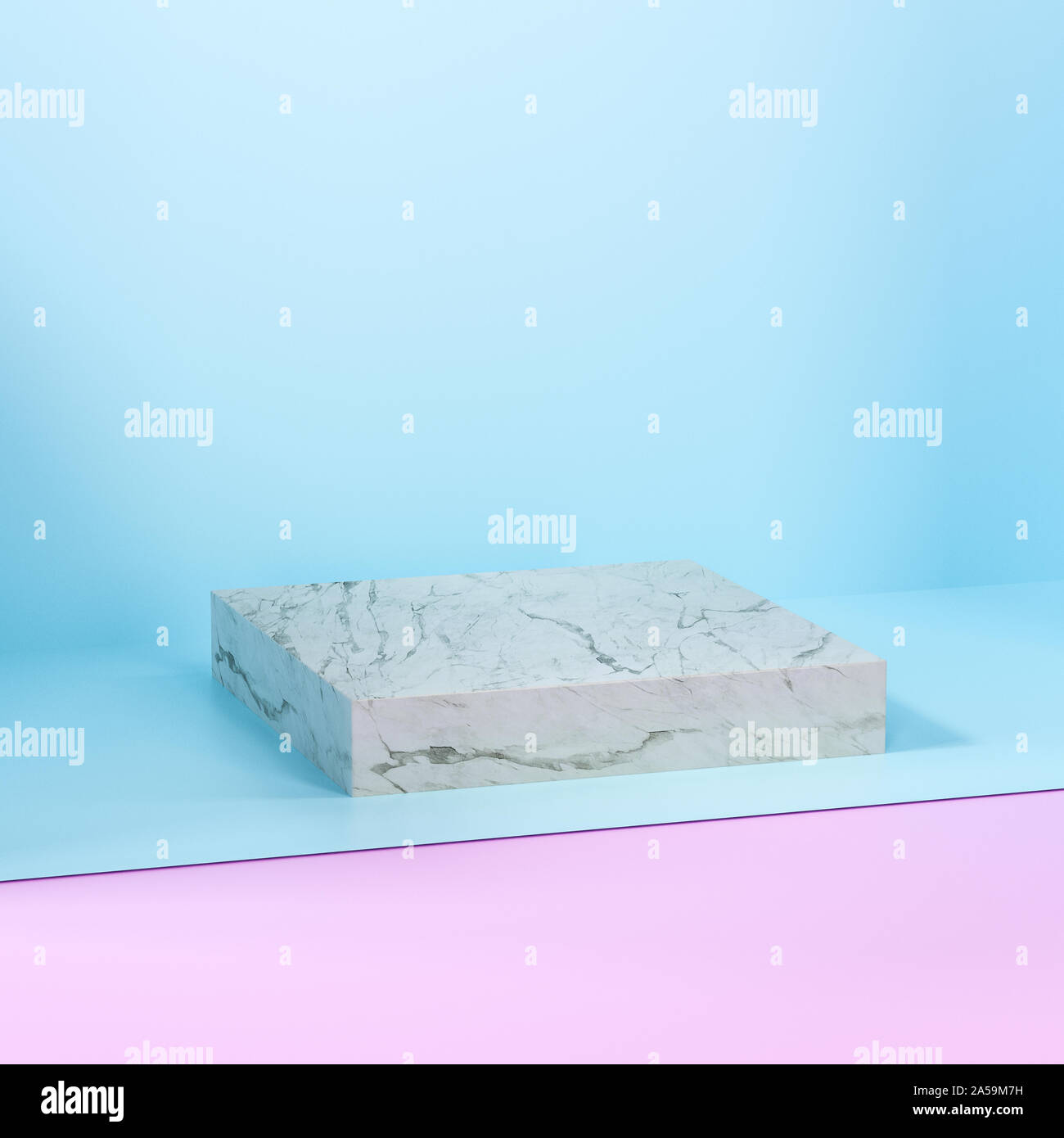 Square platform with solid color background, 3d rendering. Computer ...