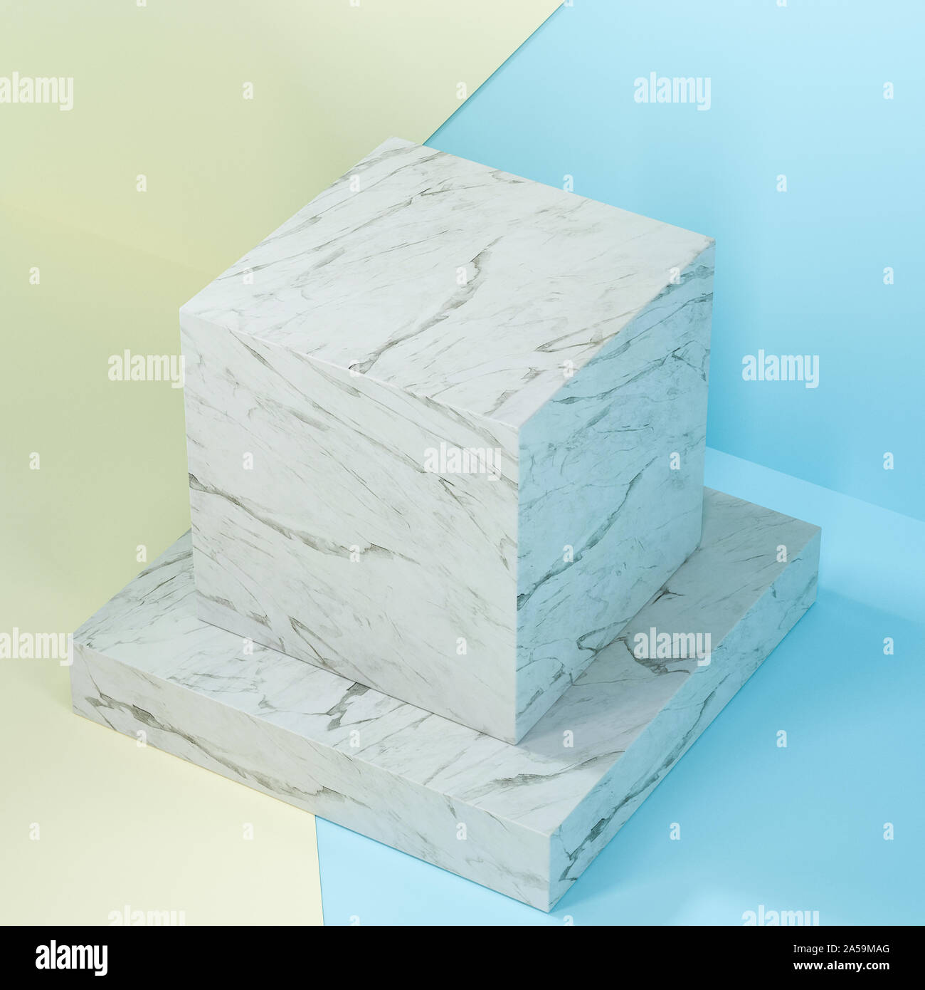 Square platform with solid color background, 3d rendering. Computer ...