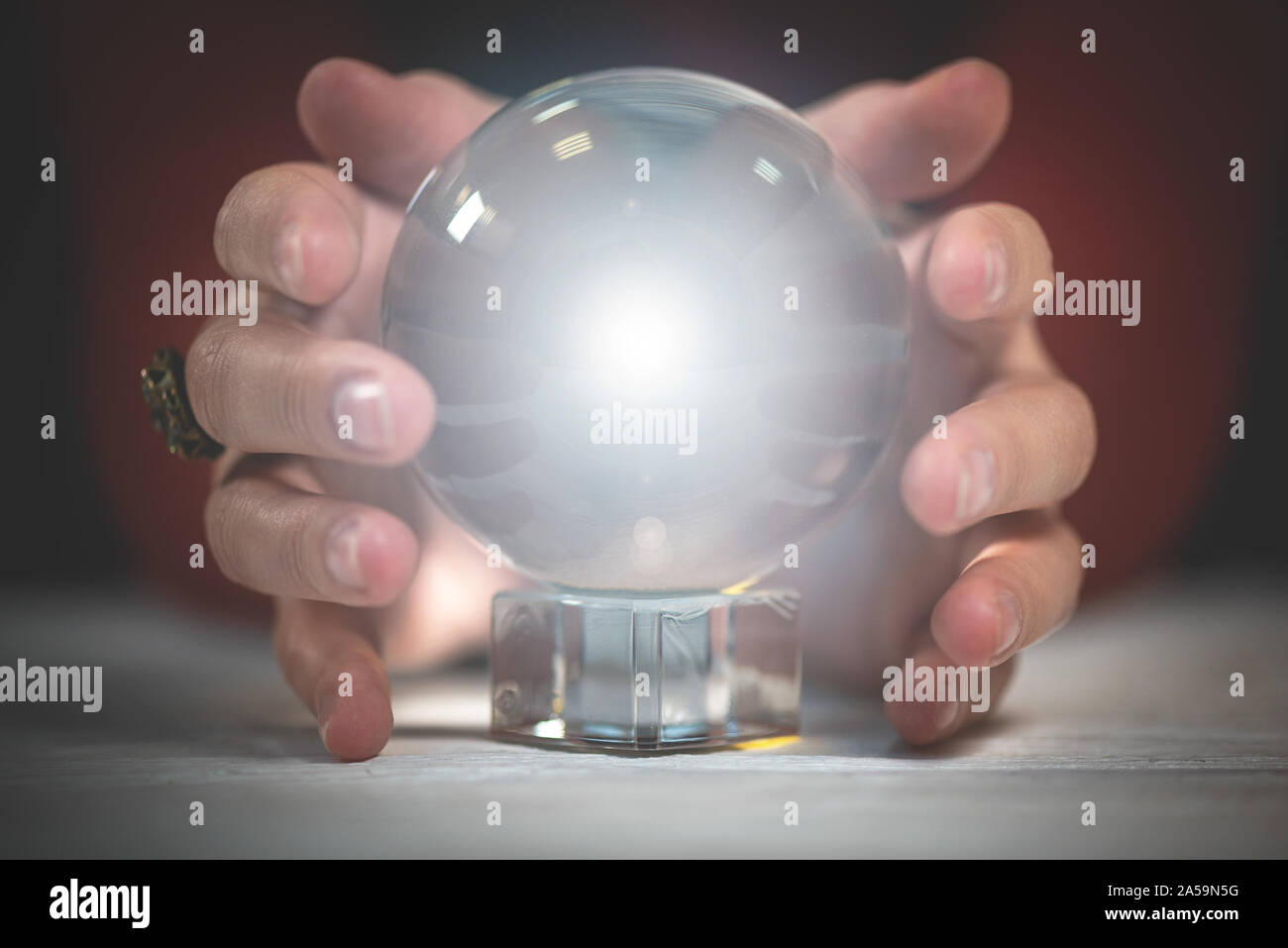 Fortune teller woman reading future magical crystal ball hi-res stock ...