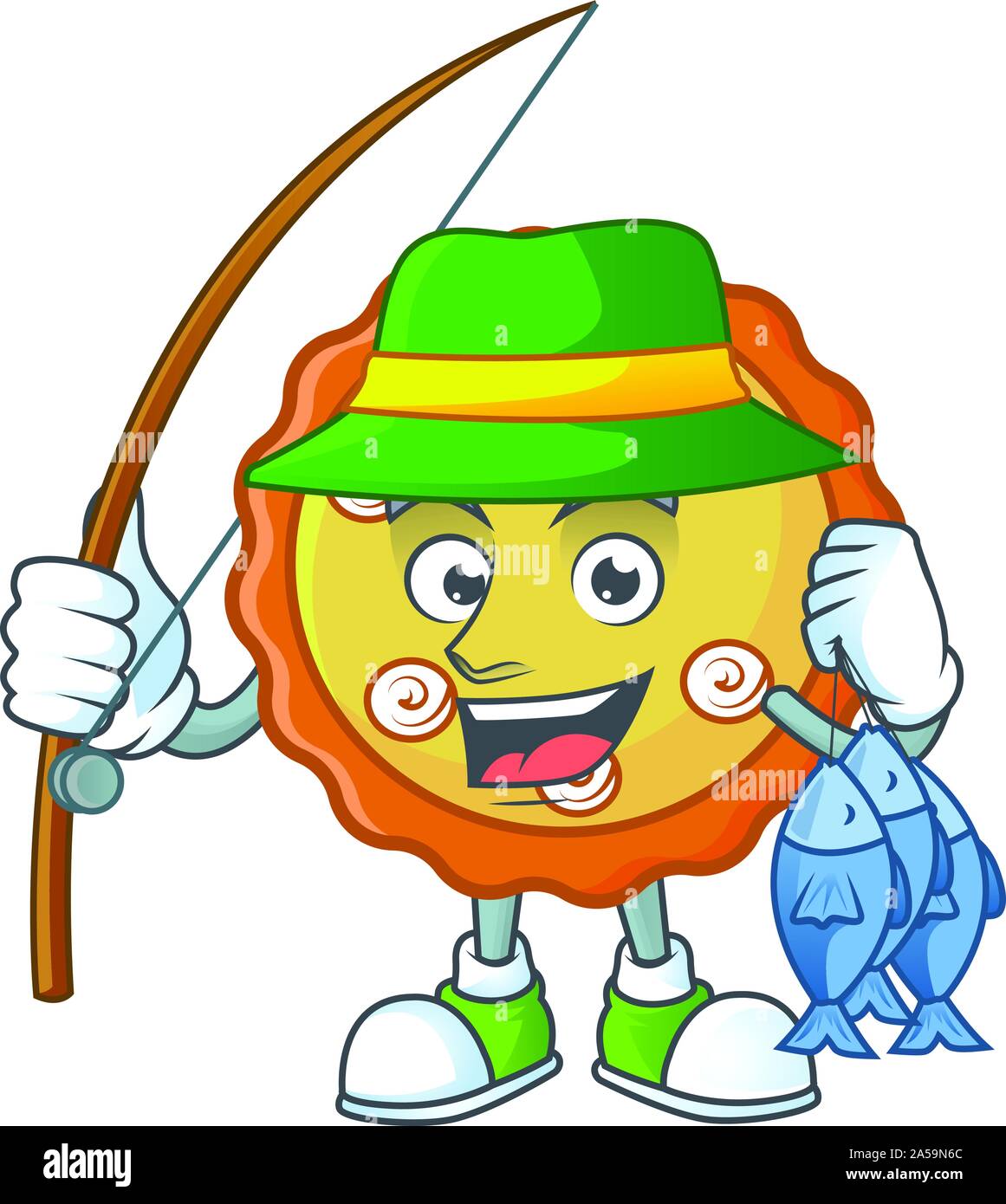 Fishing cake apple pie cartoon character shape Stock Vector Image & Art ...