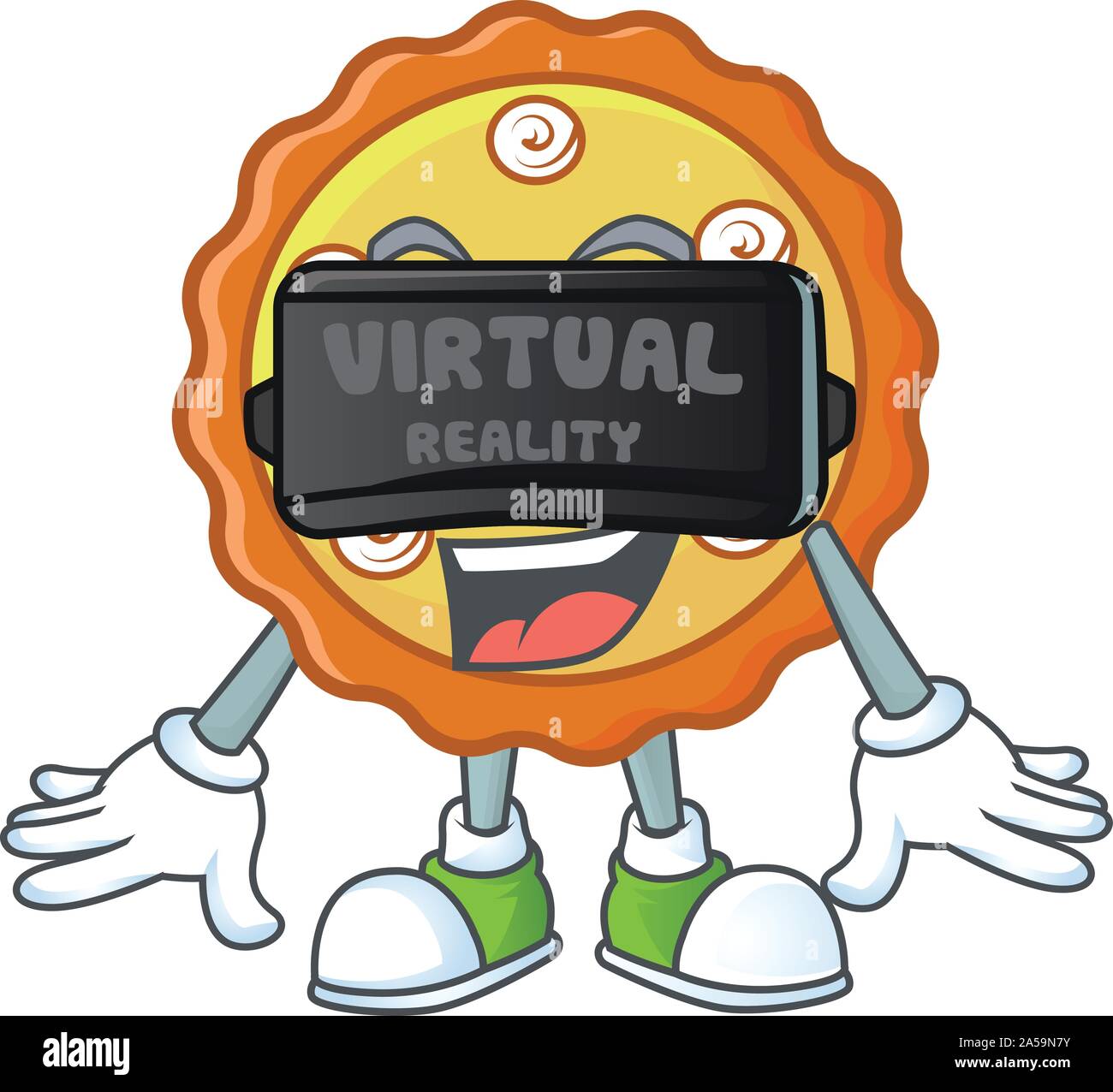 Virtual reality cake apple pie cartoon character shape Stock Vector ...