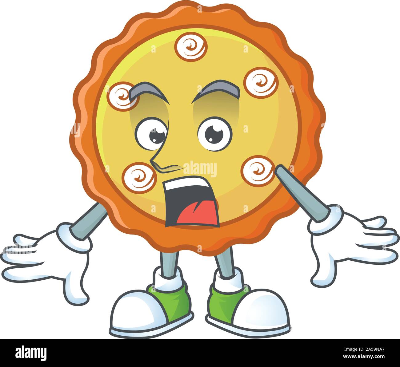 Surprised cake apple pie cartoon character shape Stock Vector Image ...