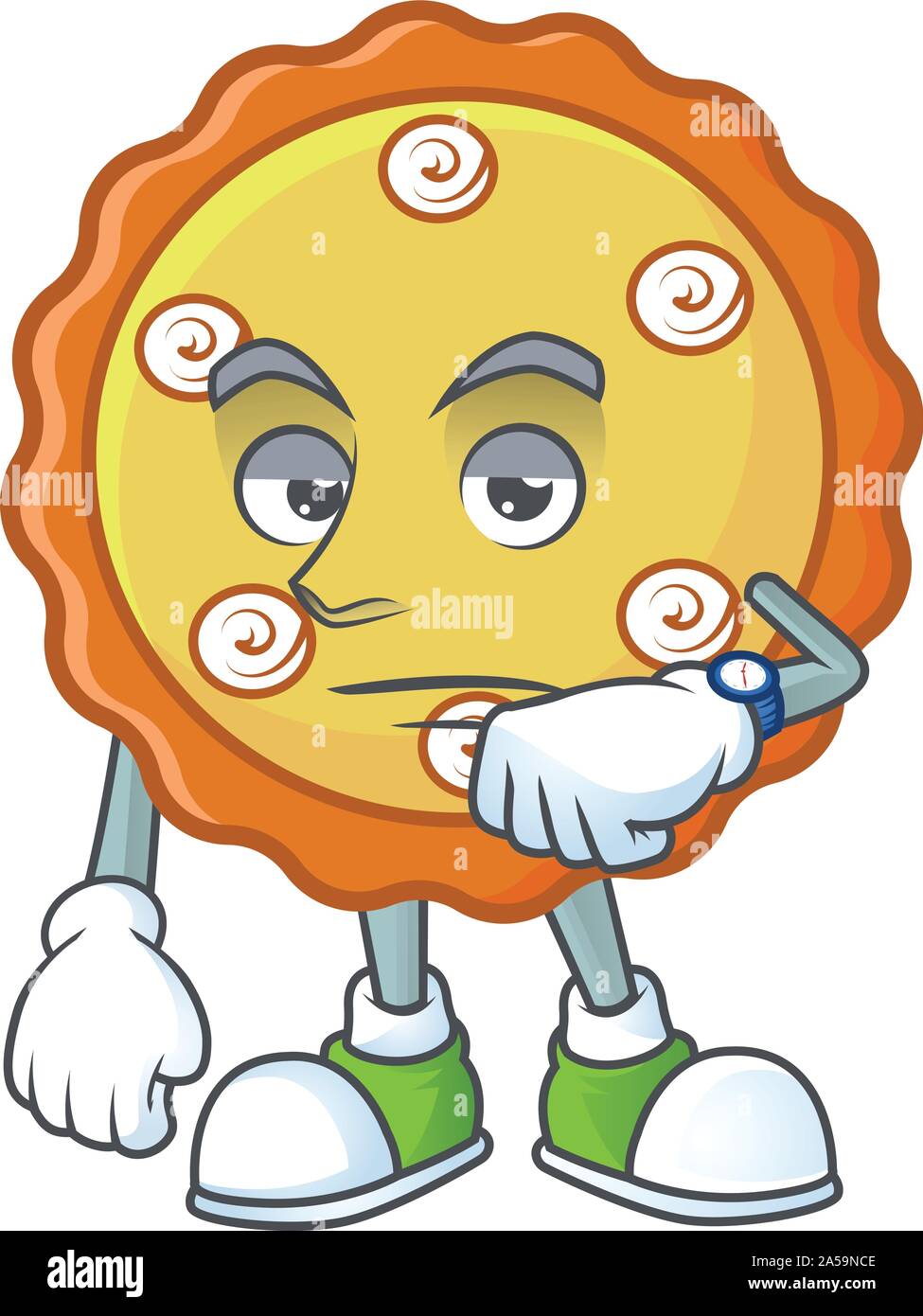 Waiting apple pie cartoon character with mascot Stock Vector Image ...