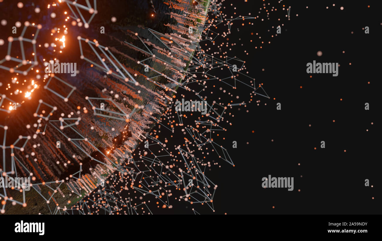 Connection lines and dots around Earth globe, Futuristic technology ...
