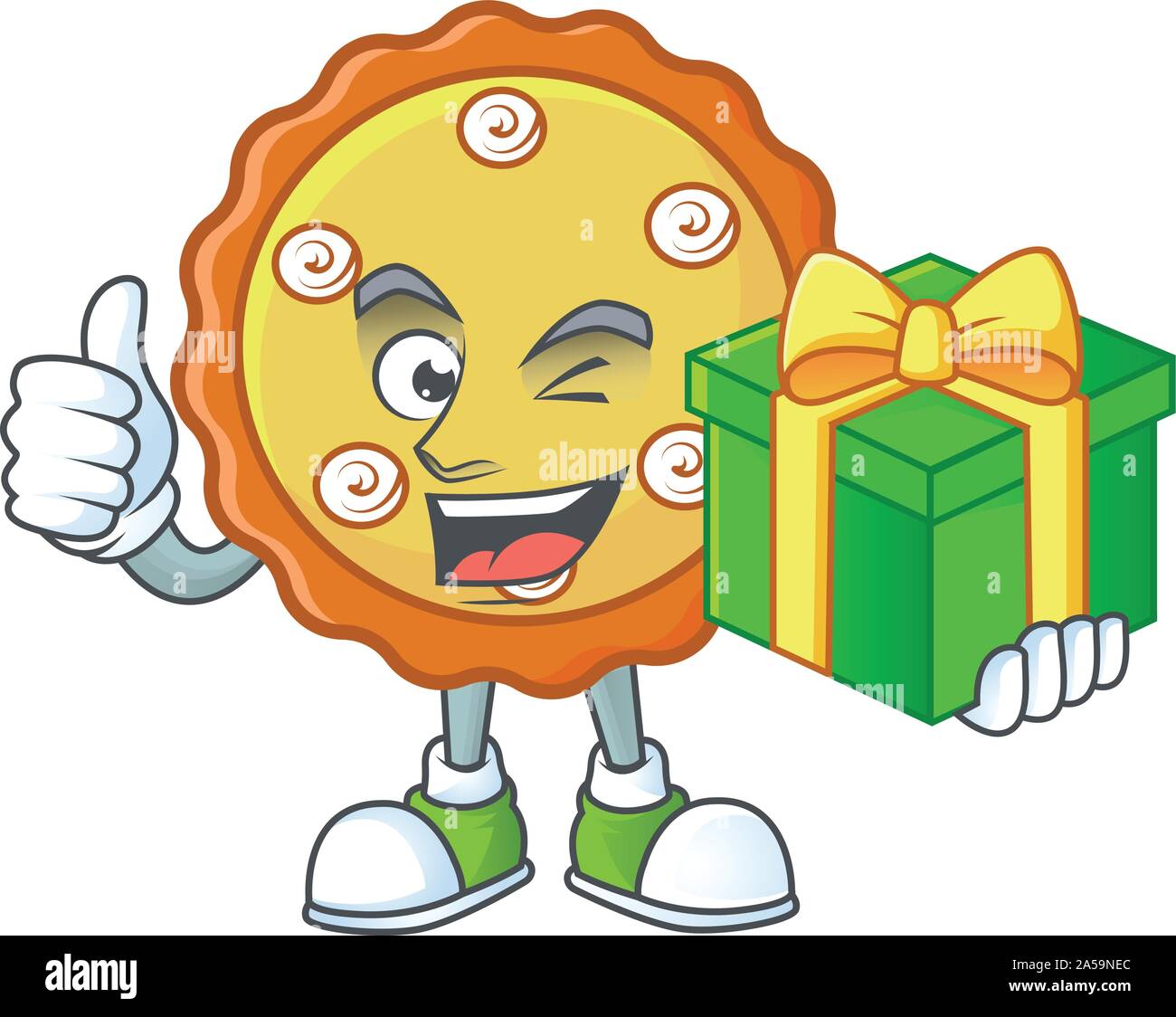 With gift cake apple pie cartoon character shape Stock Vector Image ...