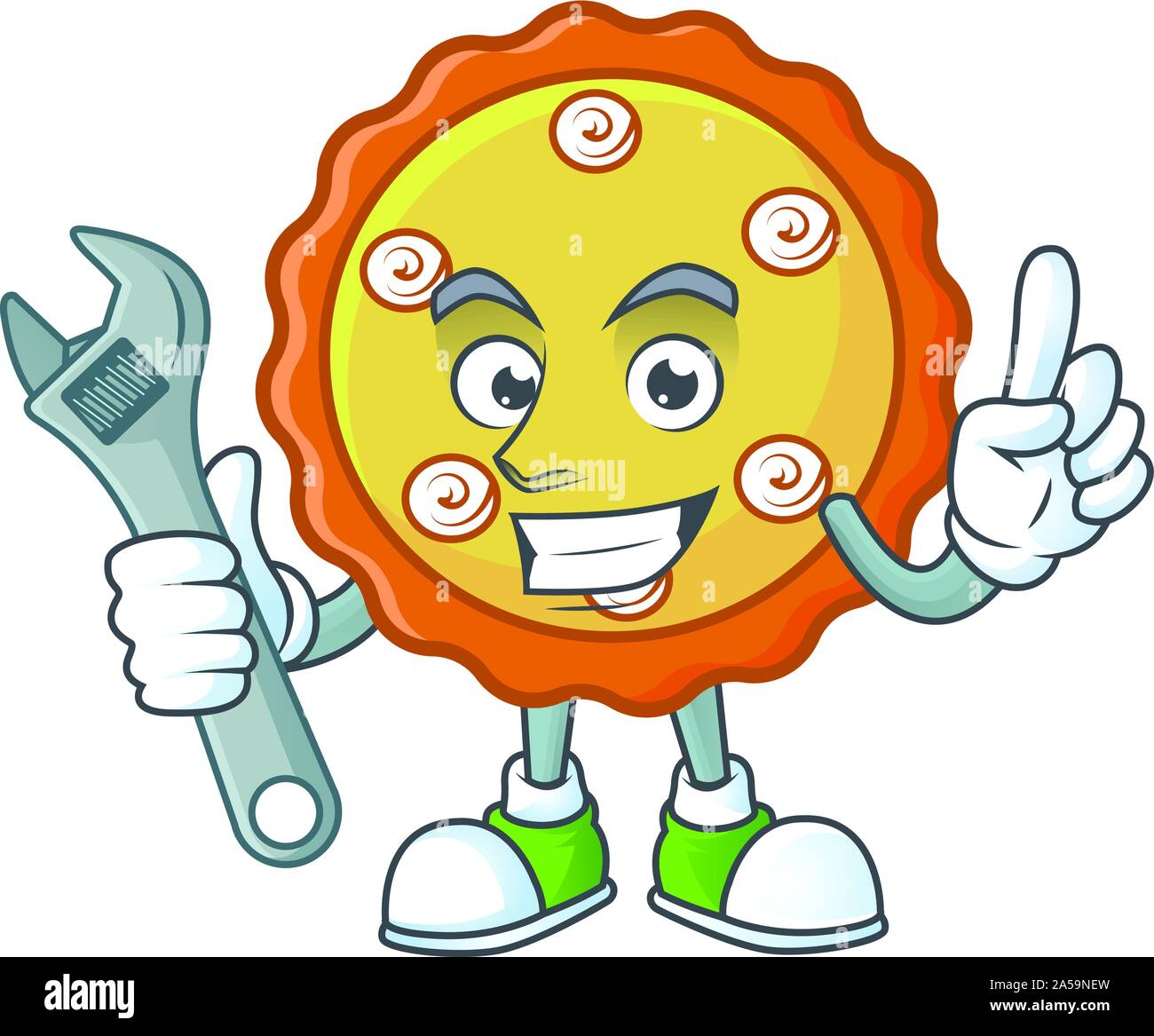Mechanic apple pie cartoon character with mascot Stock Vector Image ...