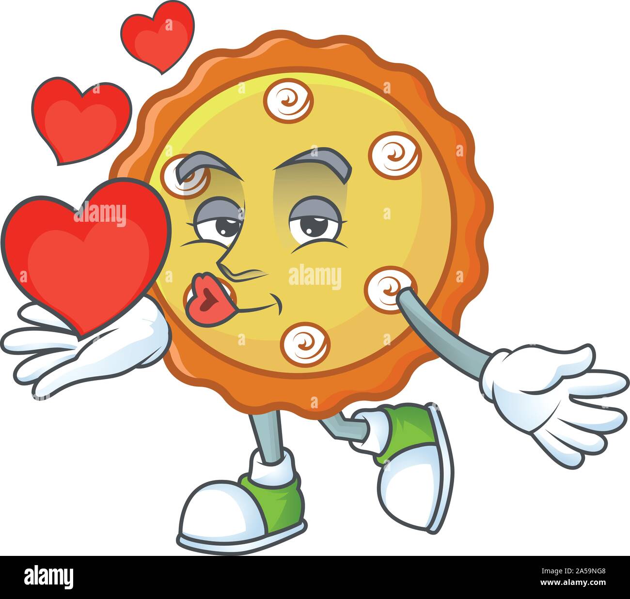 With heart cake apple pie cartoon character shape Stock Vector Image ...