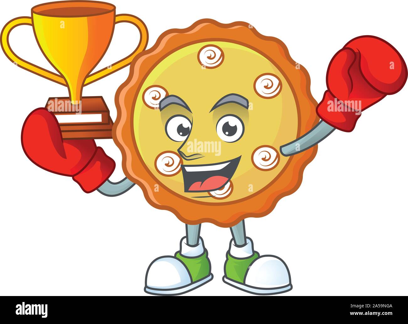Boxing winner apple pie cartoon character with mascot Stock Vector ...