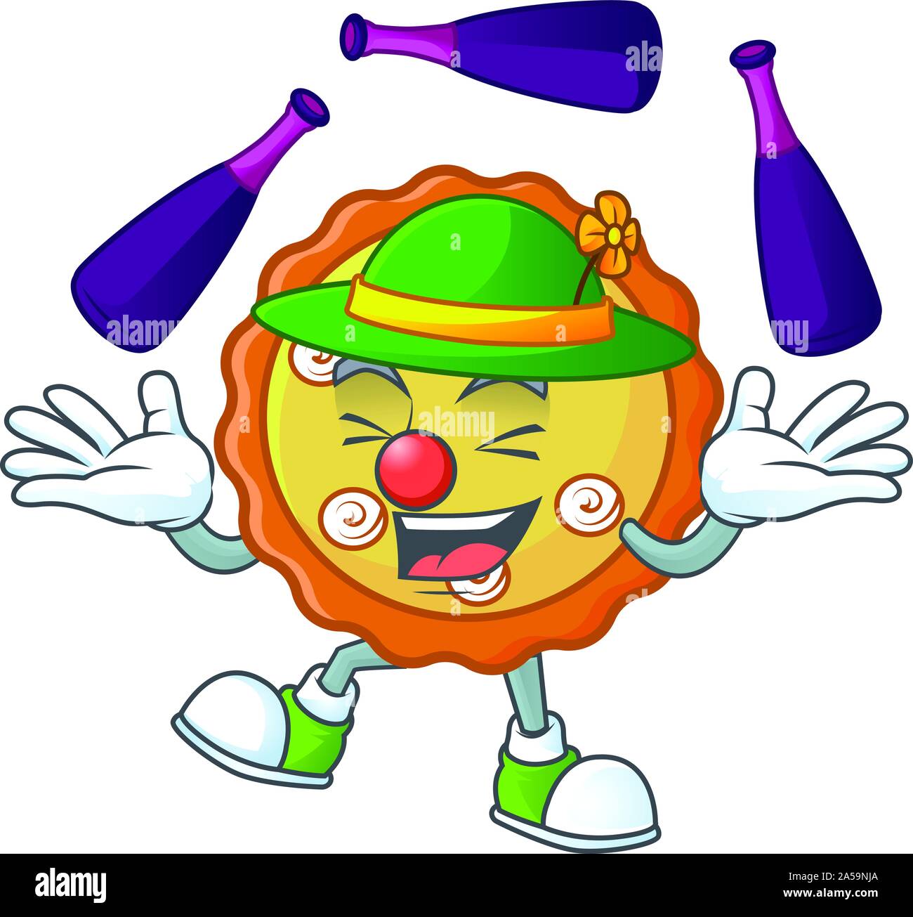 Juggling apple pie cartoon character with mascot Stock Vector Image ...