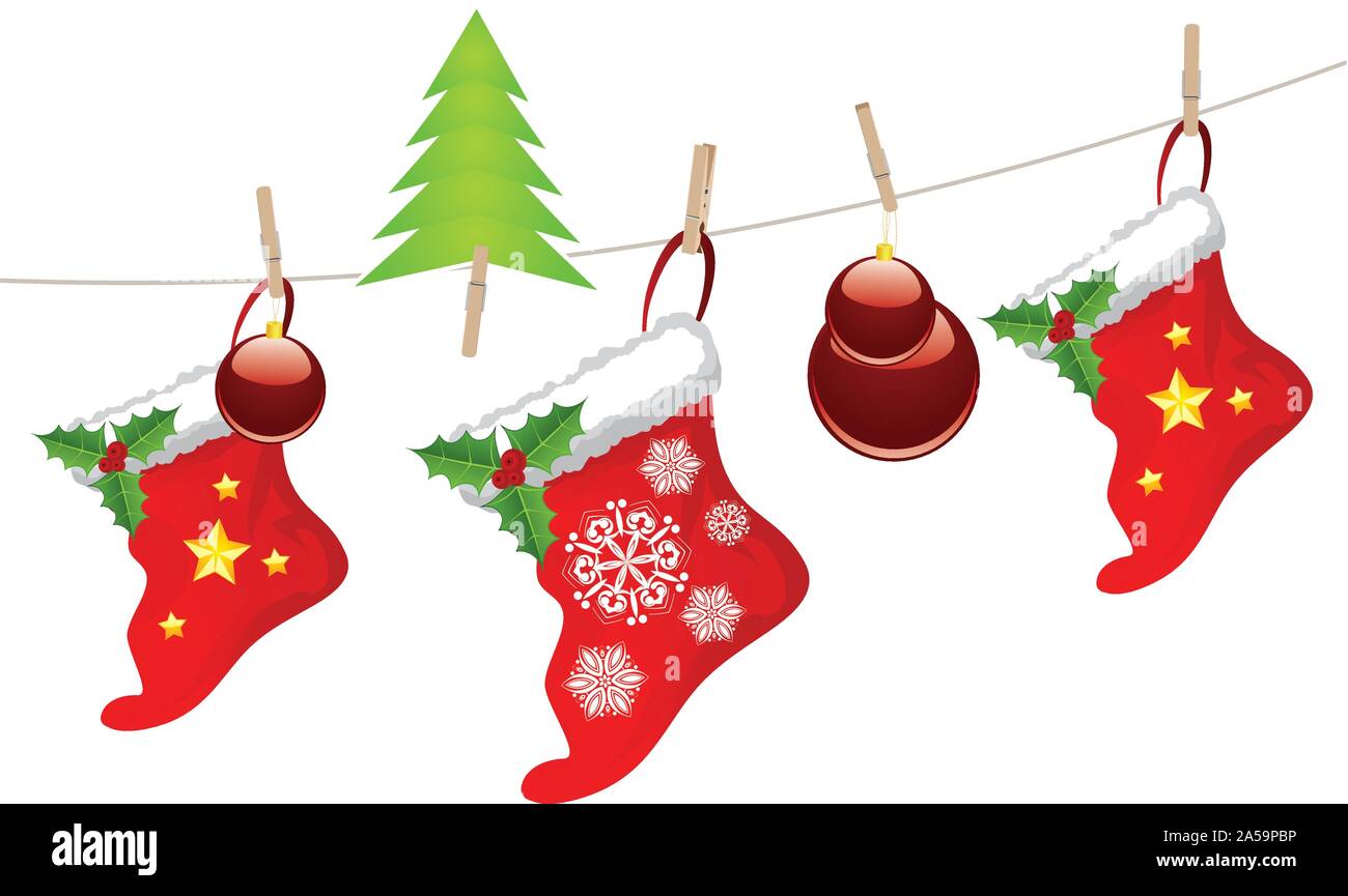 Red christmas stockings Stock Vector Images - Alamy