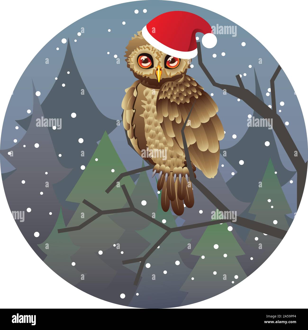 Christmas owl santa hat Stock Vector Images - Alamy
