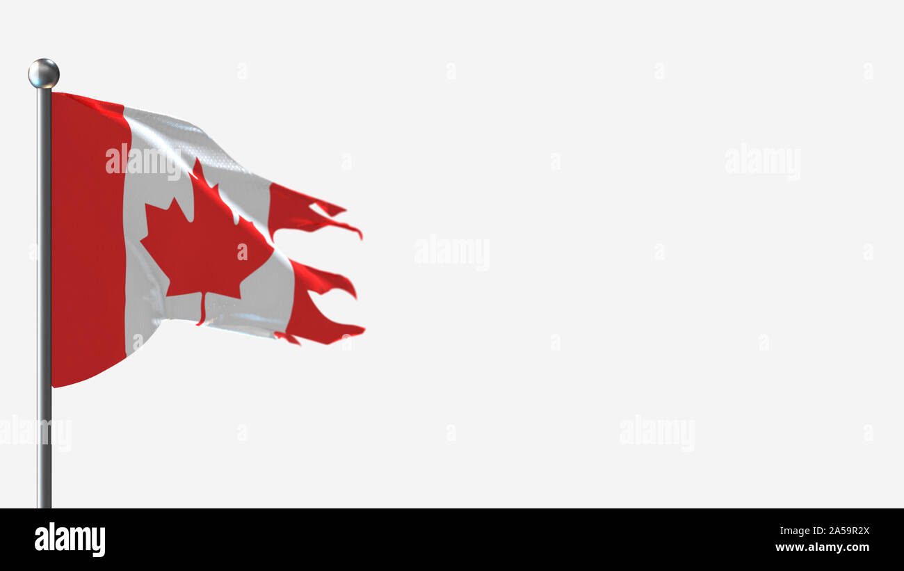 Canada 3D tattered waving flag illustration on Flagpole. Perfect for ...