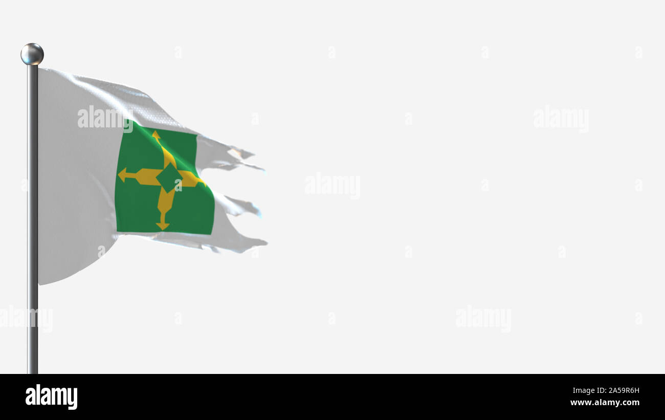 Distrito Federal 3D tattered waving flag illustration on Flagpole ...
