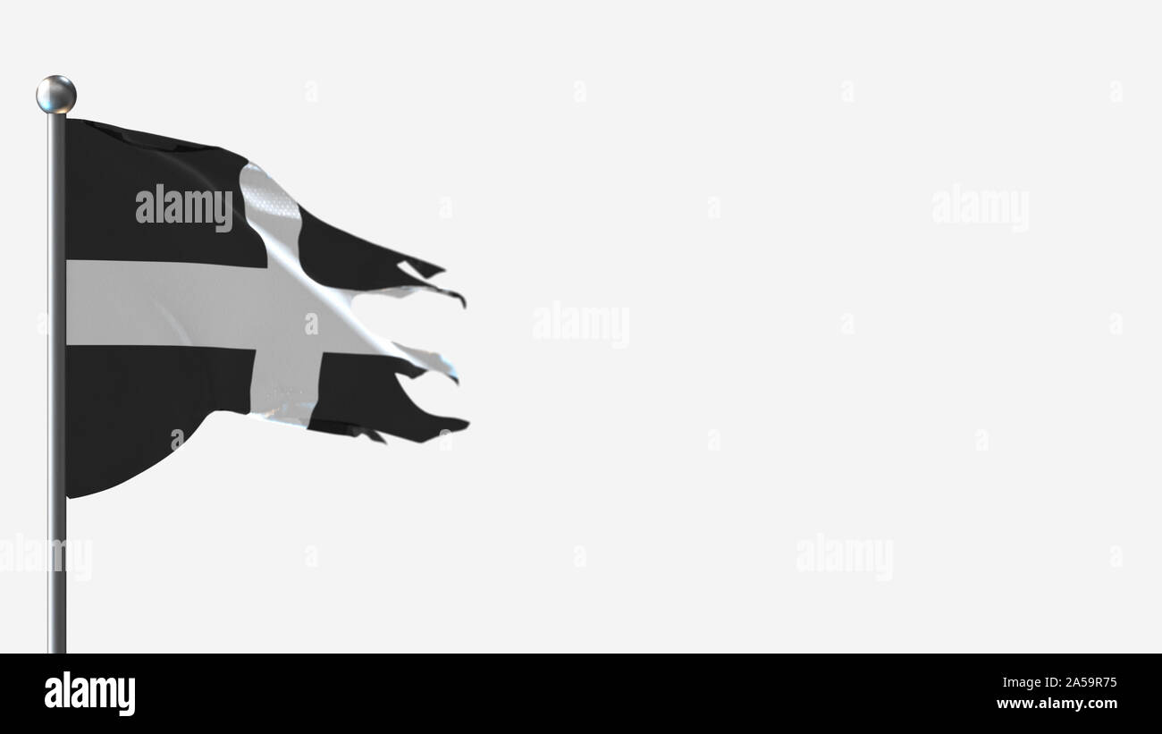 Cornwall 3D tattered waving flag illustration on Flagpole. Perfect for ...