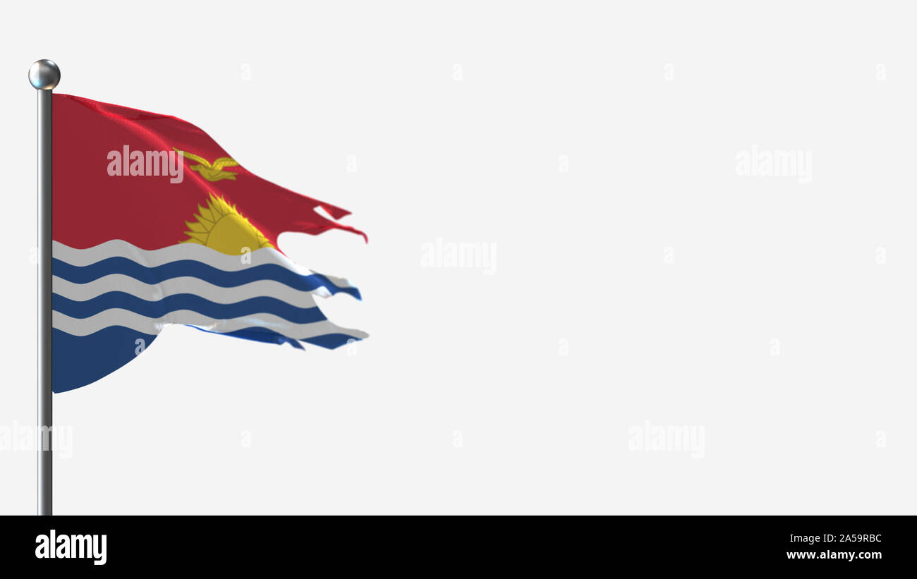 Kiribati 3D tattered waving flag illustration on Flagpole. Perfect for ...