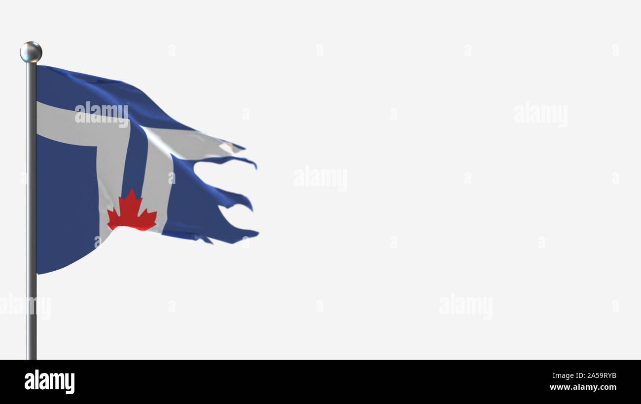 Toronto Flag 3D tattered waving flag illustration on Flagpole. Perfect ...