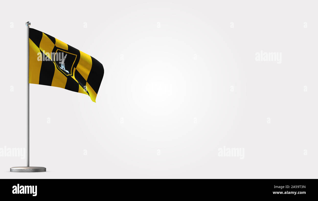 Baltimore City 3D waving flag illustration on Flagpole. Perfect for ...