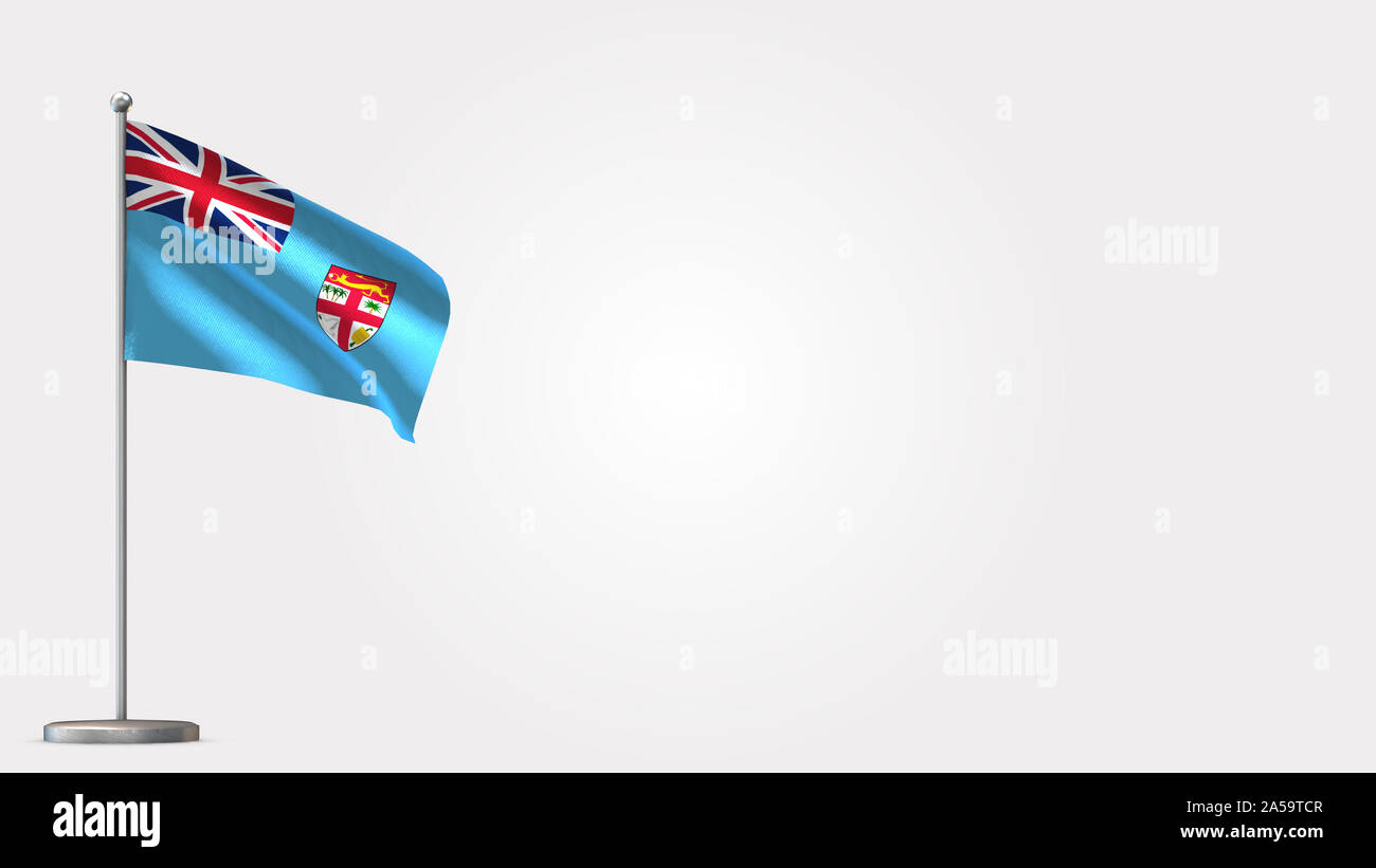 Fiji 3D waving flag illustration on Flagpole. Perfect for background ...