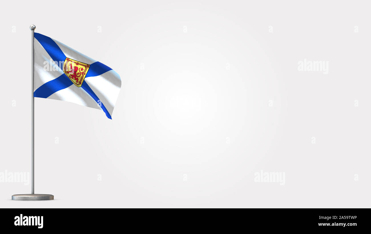 Nova Scotia 3D waving flag illustration on Flagpole. Perfect for ...