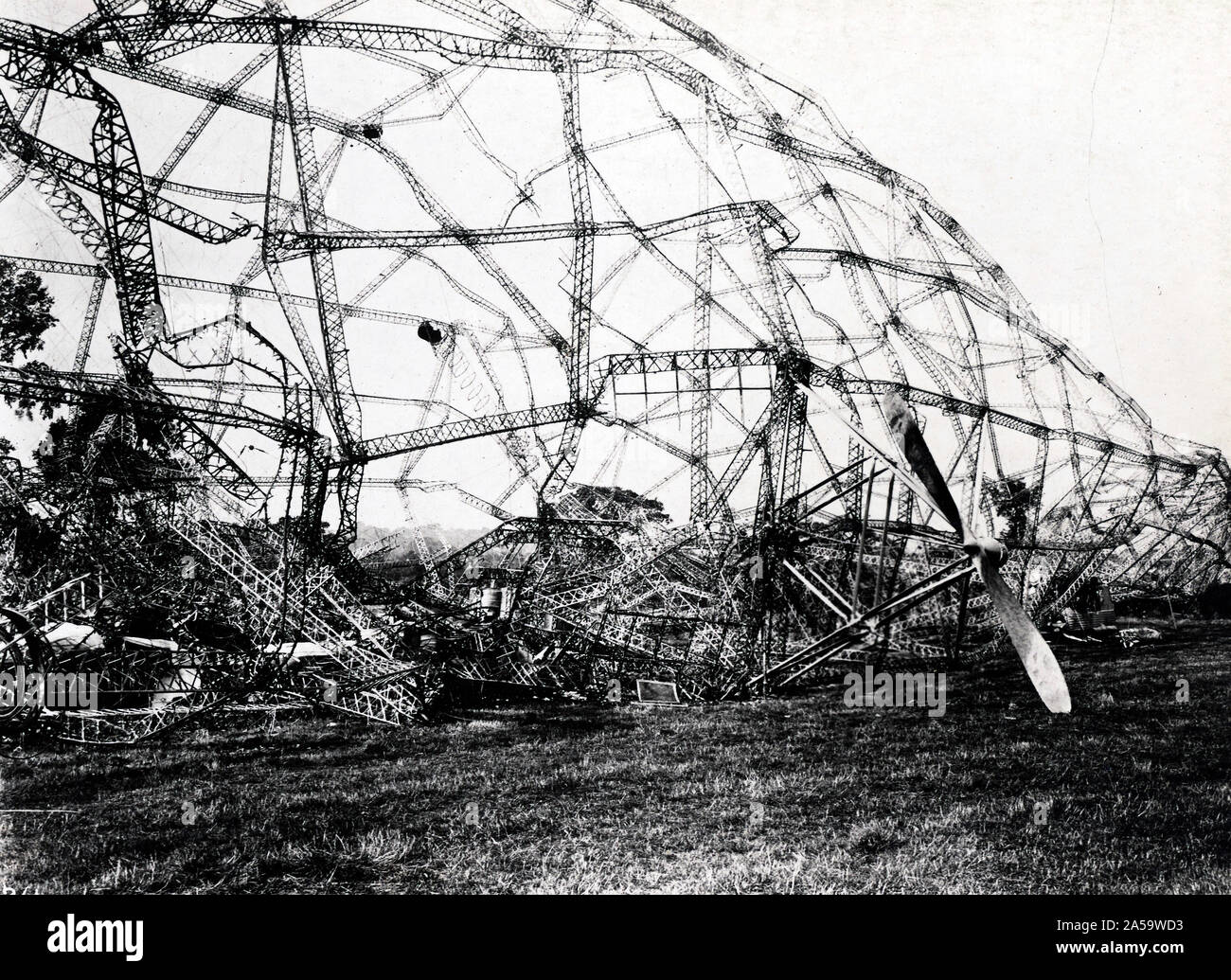 Remains of a wrecked German Zeppelin that was shot down in France ca ...