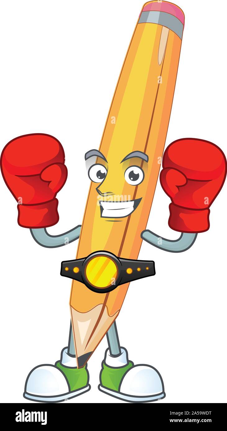 Boxing cartoon pencil in the cute character Stock Vector Image & Art ...