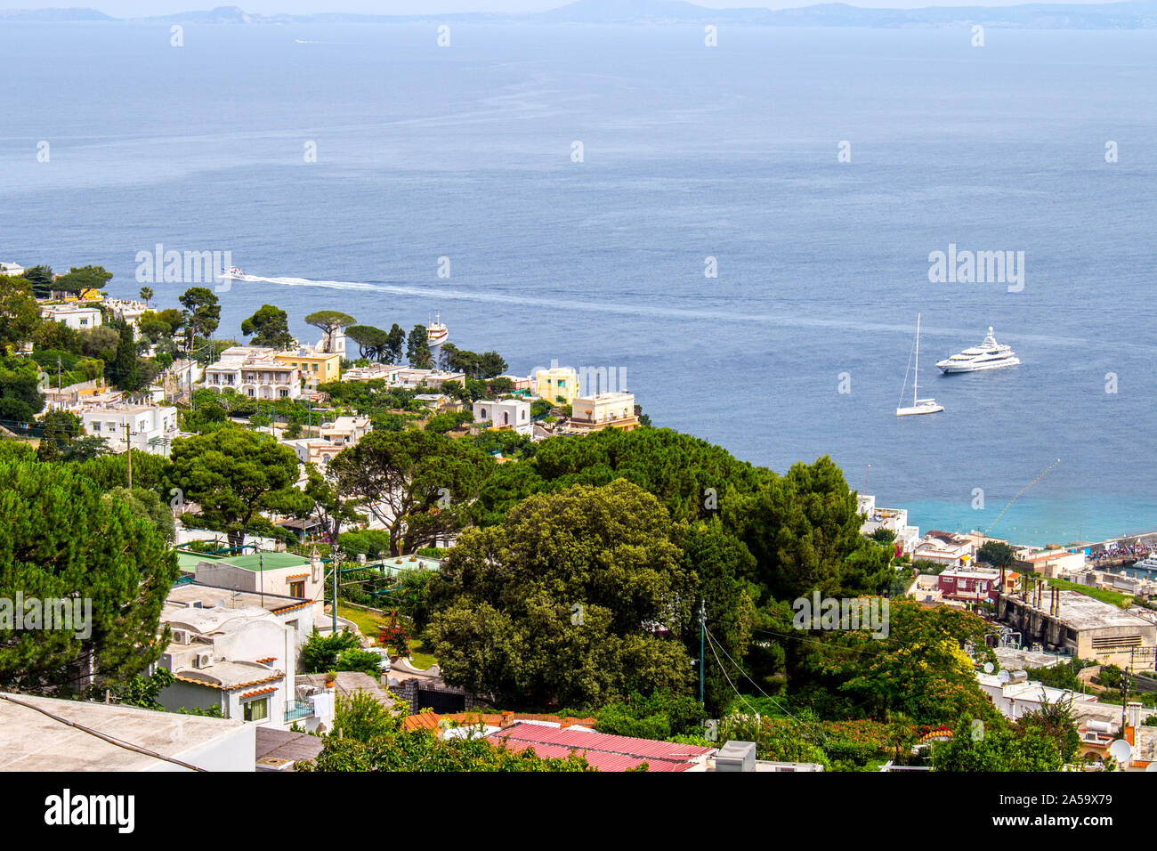 Capri, view of the sea and the ship Stock Photo - Alamy