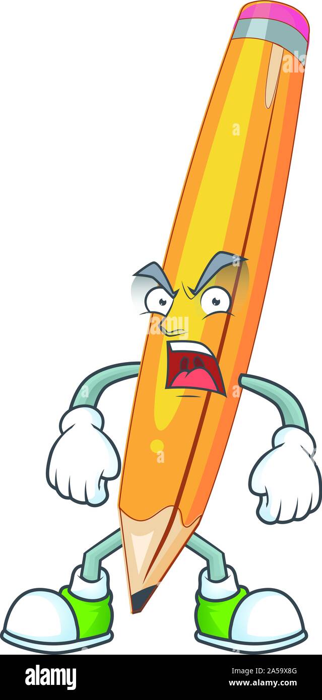 Angry pencil stationery for in elementary school Stock Vector Image ...