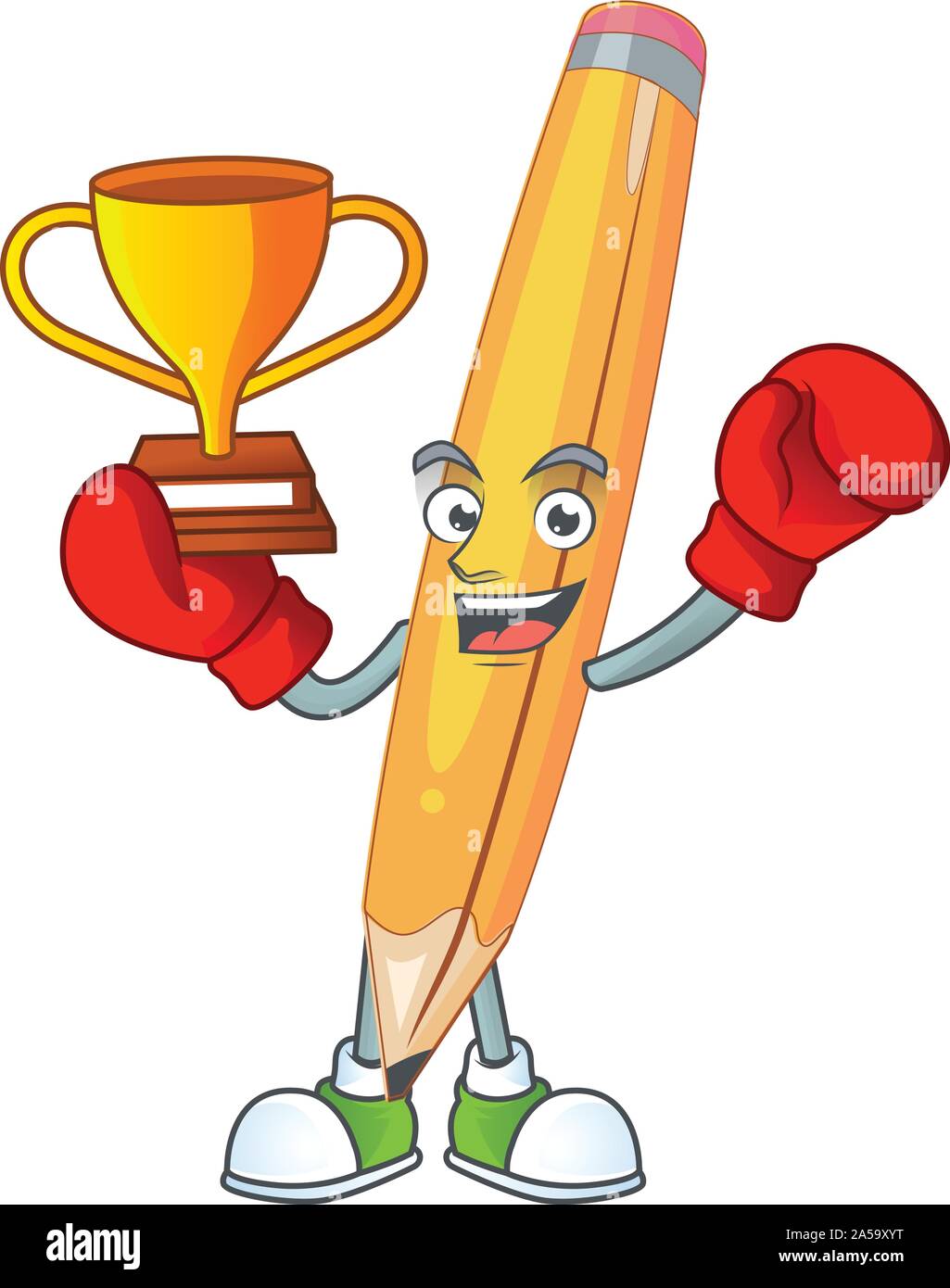 Cartoon character pencil boxing gloves hi-res stock photography and ...