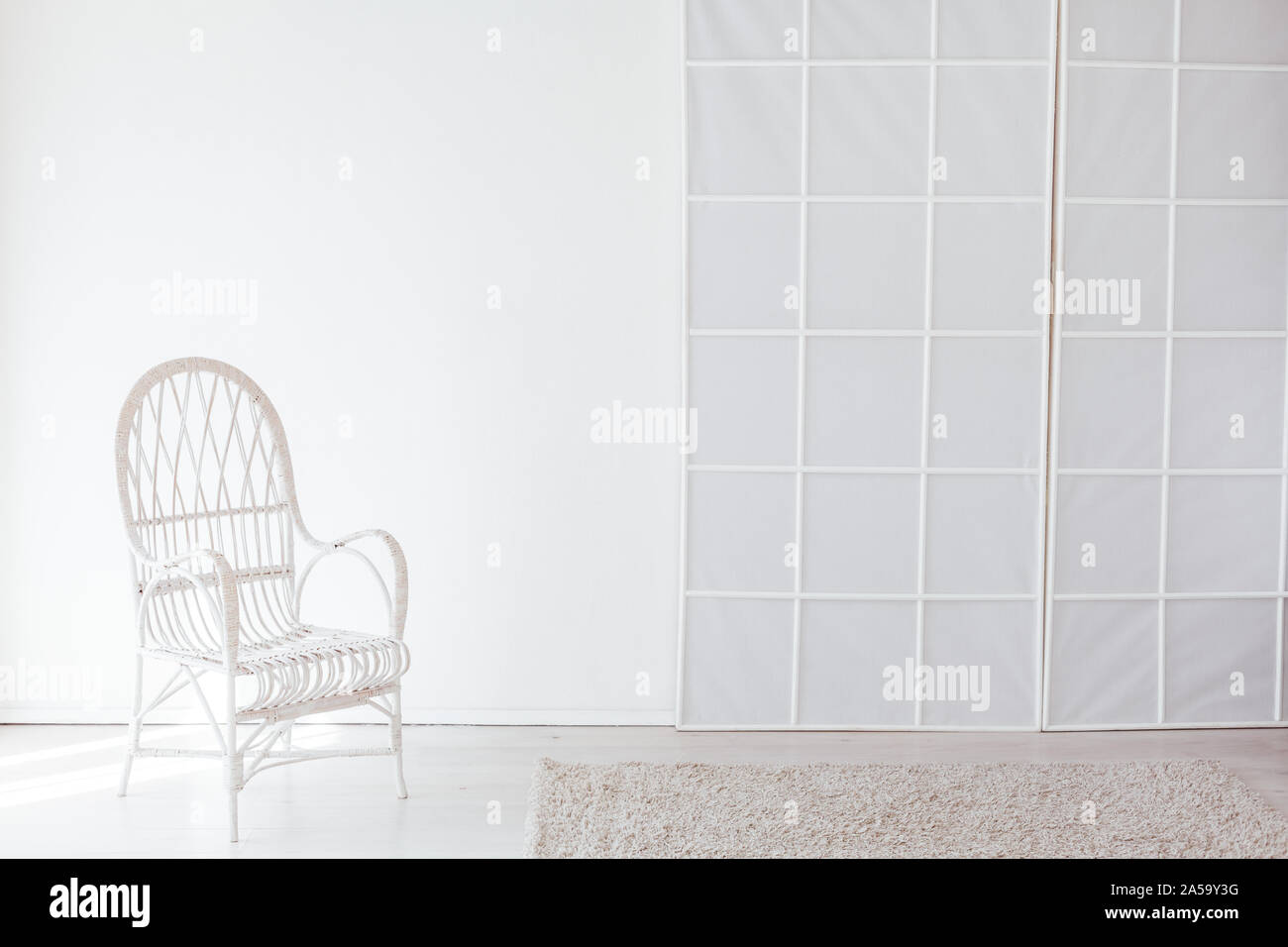 white vintage chair in the interior of an empty white room Stock Photo ...