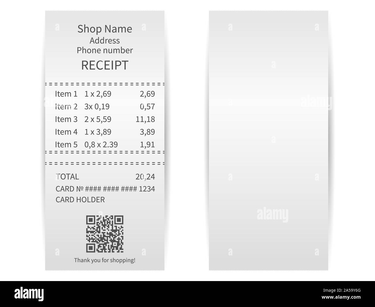 Printed receipt on a white background. Vector illustration Stock Photo ...