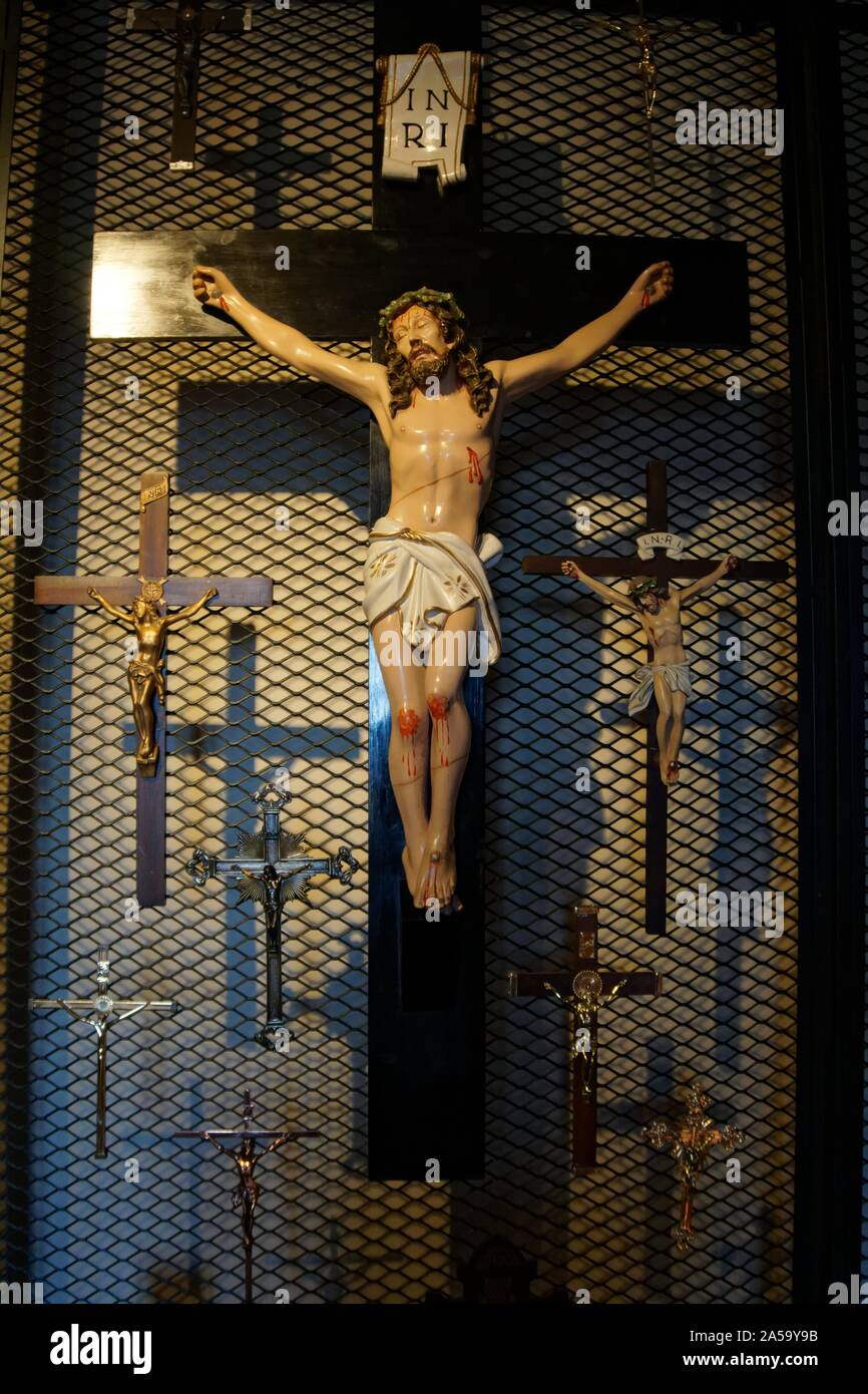 Statue of Jesus Christ on the cross with ''Jesus of Nazareth, King of ...