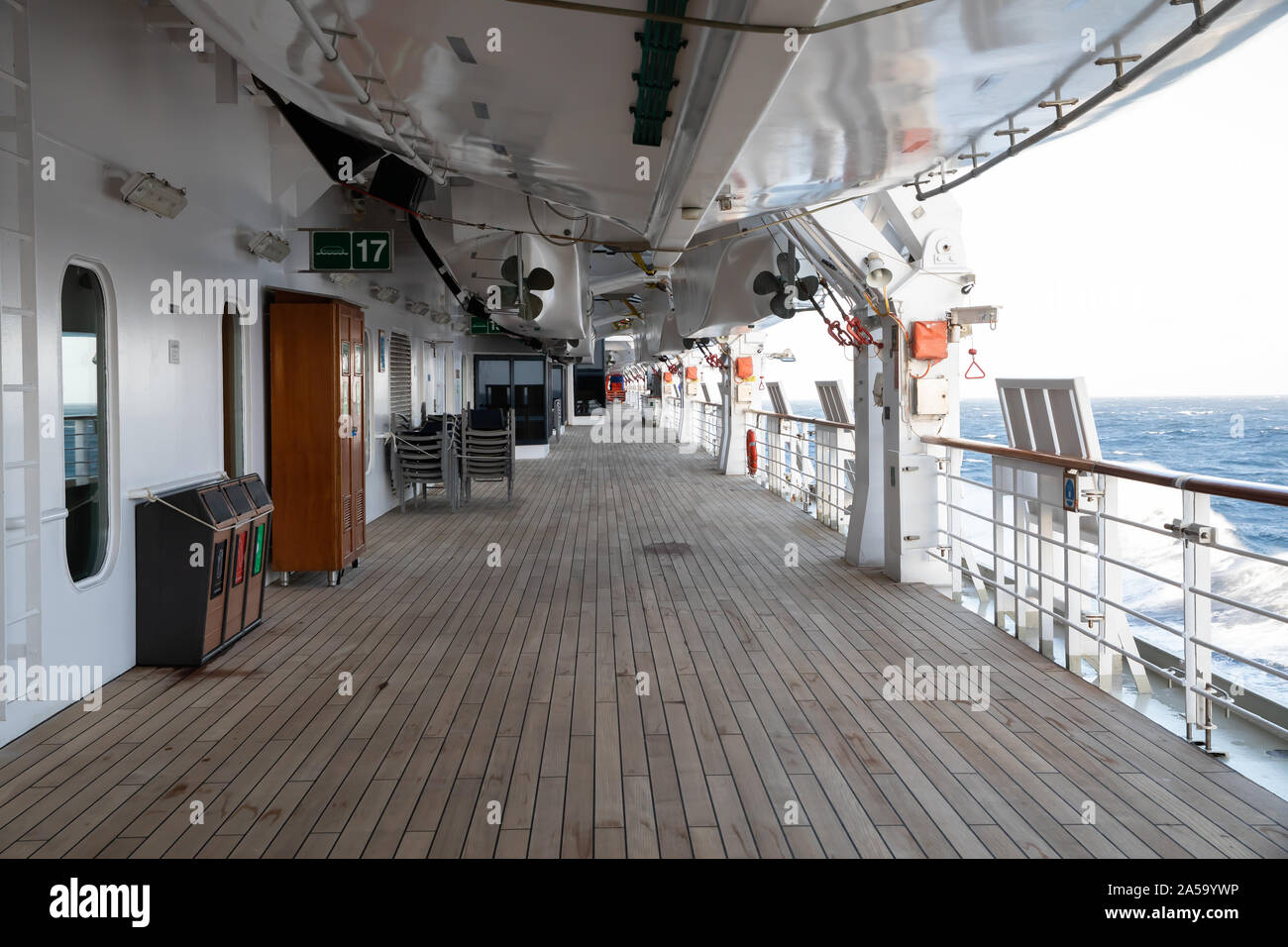 Promenade deck on board Arcadia on its way to Canada in September Stock ...