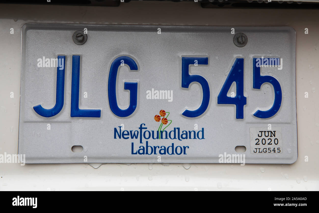 Car Licence plate in St John's Newfoundland Stock Photo - Alamy