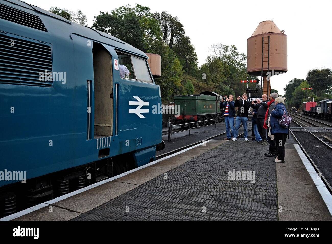 Rail enthusiasts photographing BR Western Class diesel locomotive 1015 ...