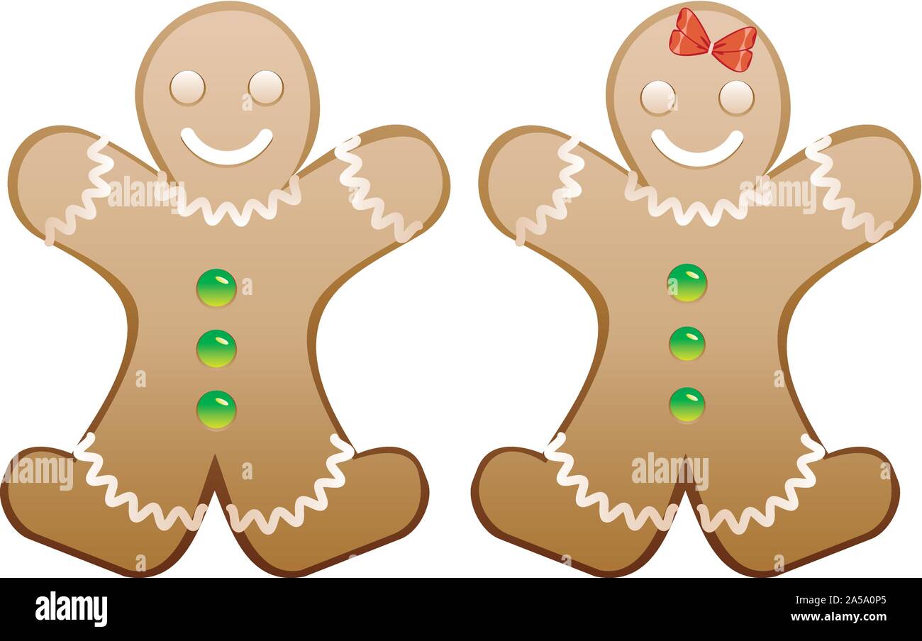 Christmas cookie happy gingerbread boy and girl Stock Vector Image ...