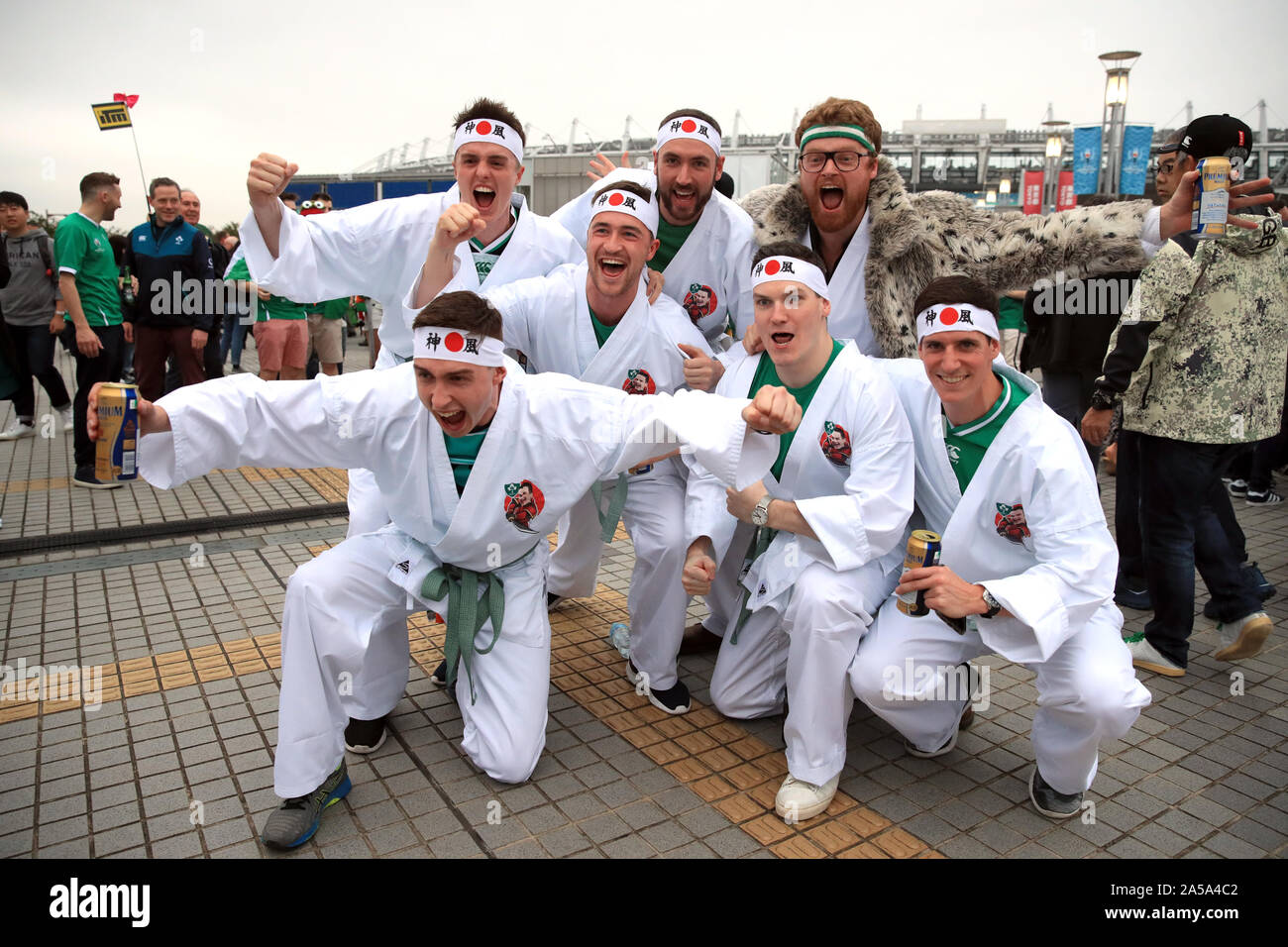 Ireland fans in fancy dress pose for a photo before the 2019 Rugby ...