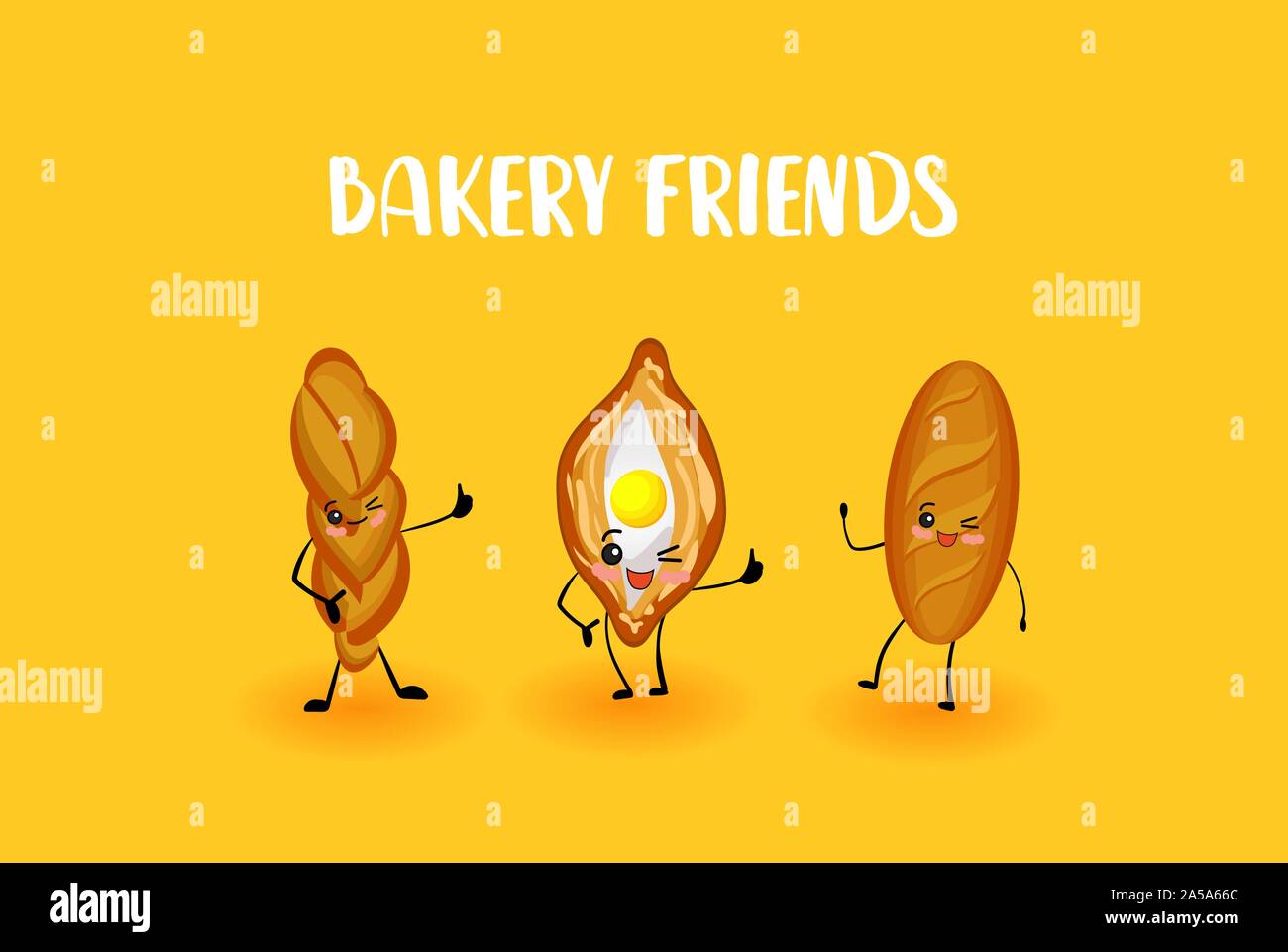 Bakery characters. Food made from flour. Bread and loaf Stock Vector ...