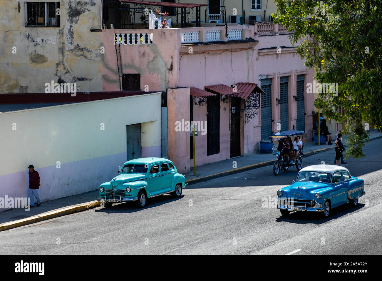 Street Scene with Vintage Classic American Cars, Havana, Cuba Stock ...